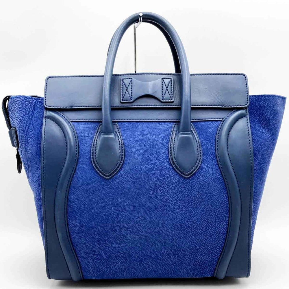 Celine Bag Leather Mini Blue Navy Luggage Tote - Gem